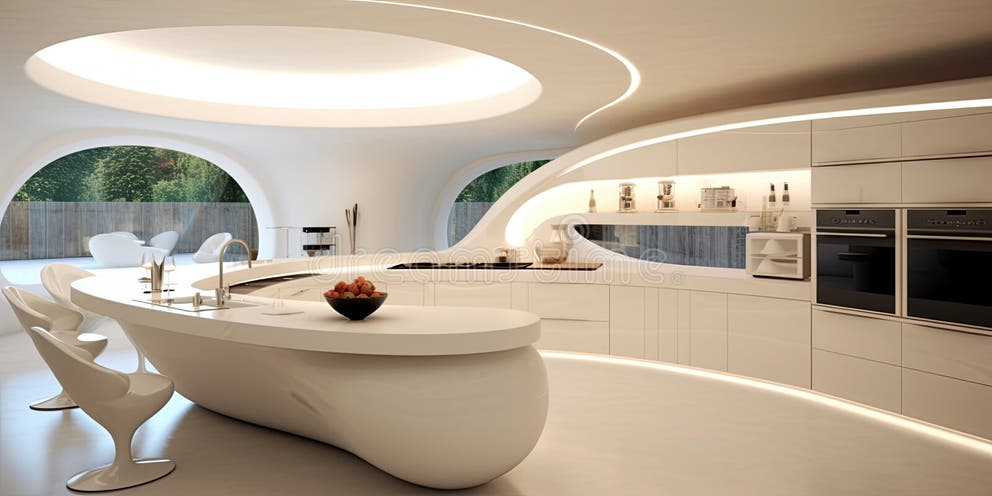 Futuristic Kitchen with Organic Shapes. Stock Illustration ...