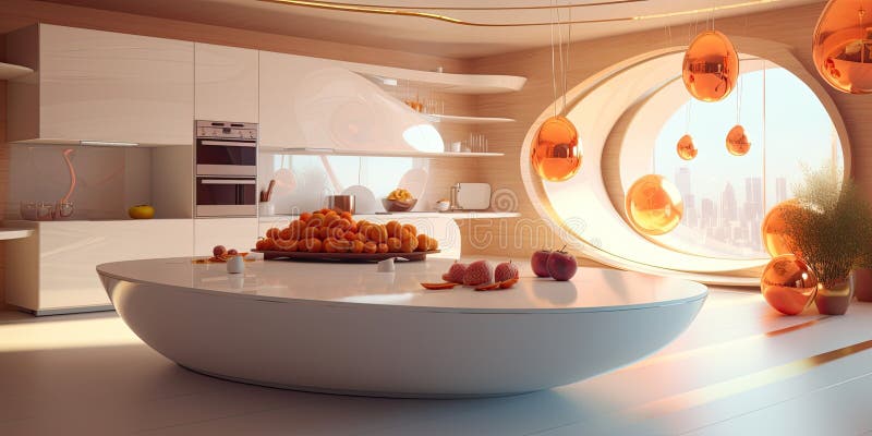 Futuristic Kitchen with Organic Shapes. Stock Illustration ...