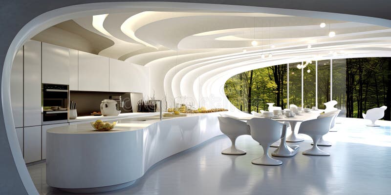 Futuristic Kitchen Interior Generative Ai Stock Illustration ...