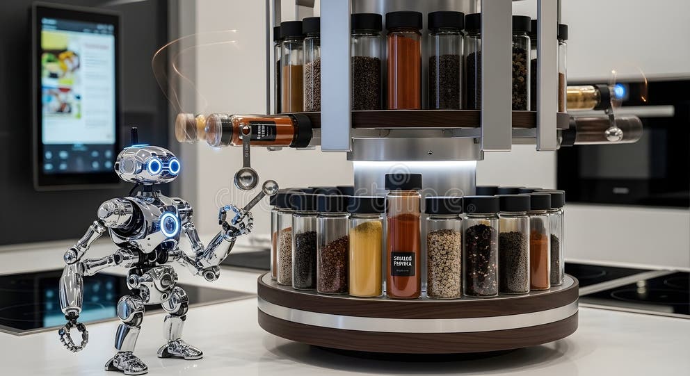 Futuristic Kitchen Robot Assists with Spice Selection from a Rotating ...