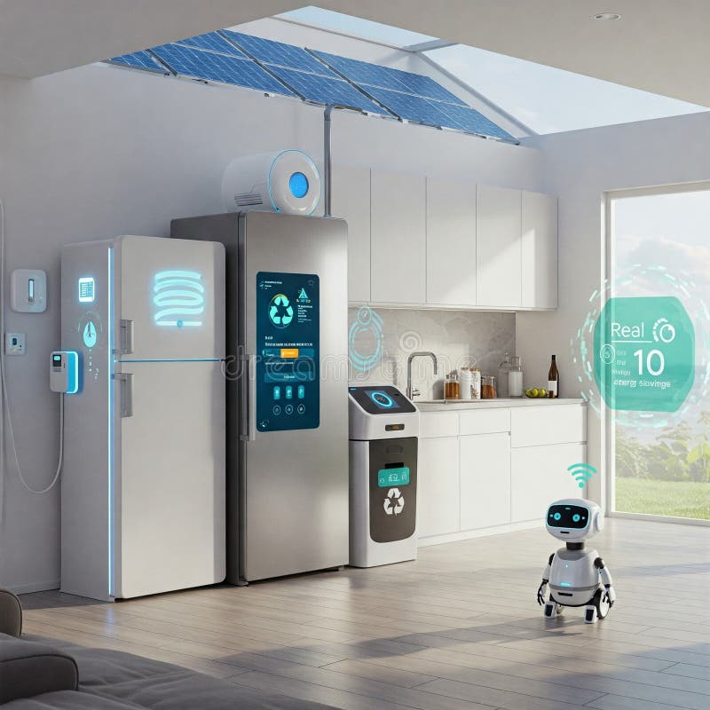 Futuristic Robot Home - AI Generated Stock Photo - Image of generated ...
