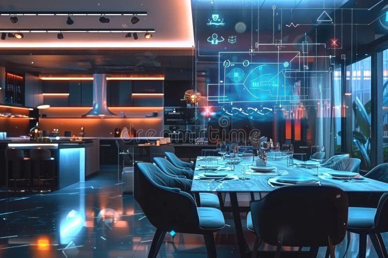 A Futuristic Kitchen with a Table and Chairs by AI Generated Image ...