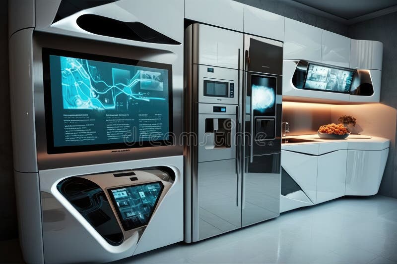 Futuristic Kitchen with Touch-screen Controls, Robotic Appliances, and ...