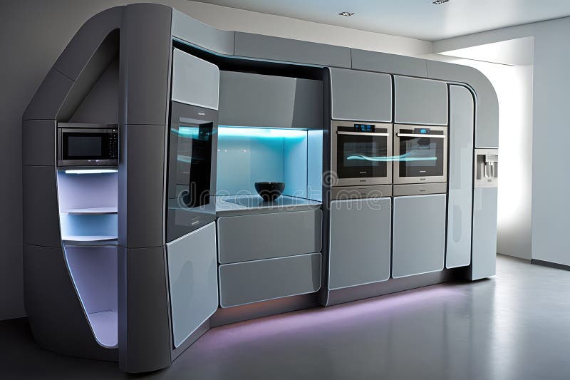 Futuristic Kitchen with Touch-sensitive Surfaces, Built-in Appliances ...