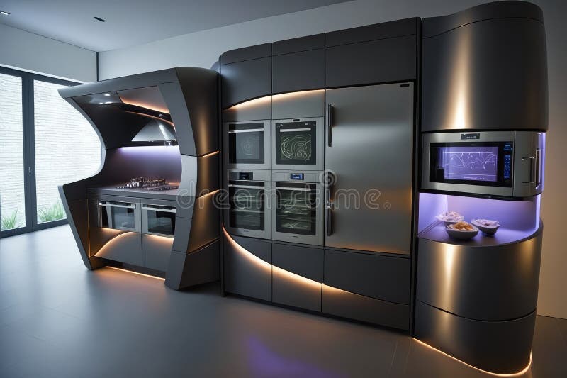 Futuristic Kitchen with Touch-sensitive Surfaces, Built-in Appliances ...