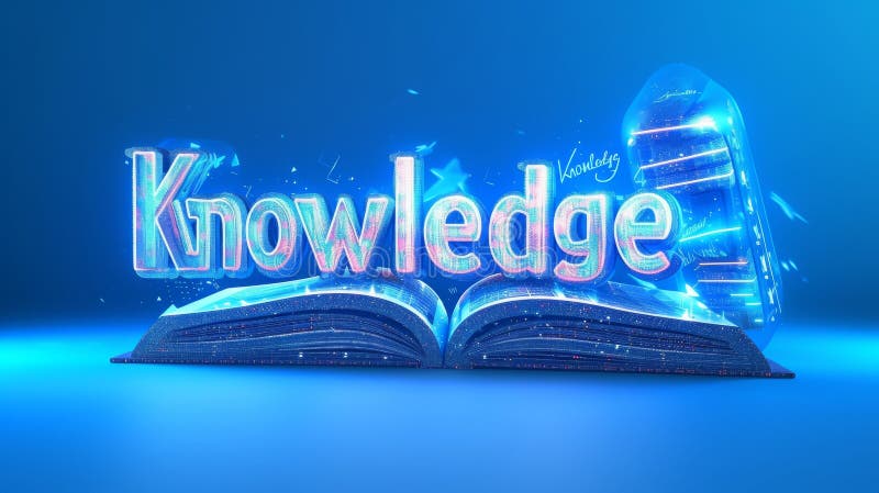 Futuristic Knowledge-themed Design with Glowing Book and Server Stock ...