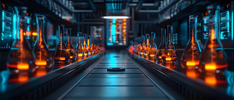 Futuristic Lab Experiment Displaying Quantum Data. Concept Quantum ...