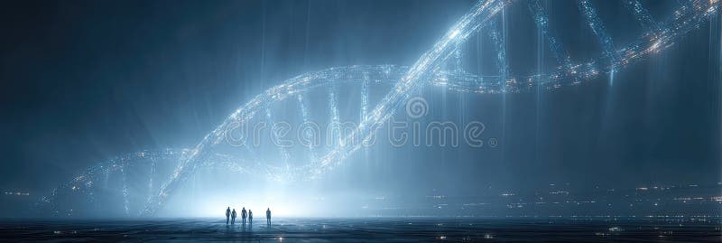 Futuristic Lab Features Scientists Studying a Holographic DNA Double ...