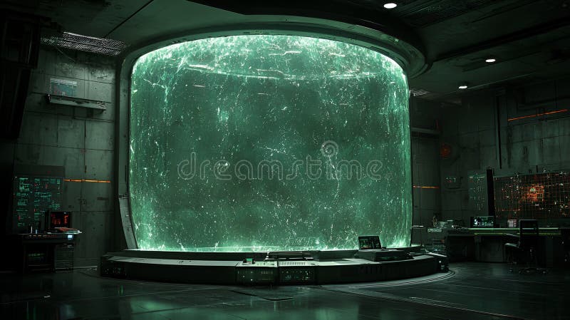 Futuristic Lab Glowing Green Energy Control Room Research Stock ...