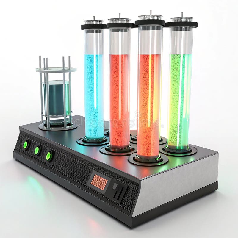 Futuristic Lab with Glowing Test Tubes Stock Illustration ...
