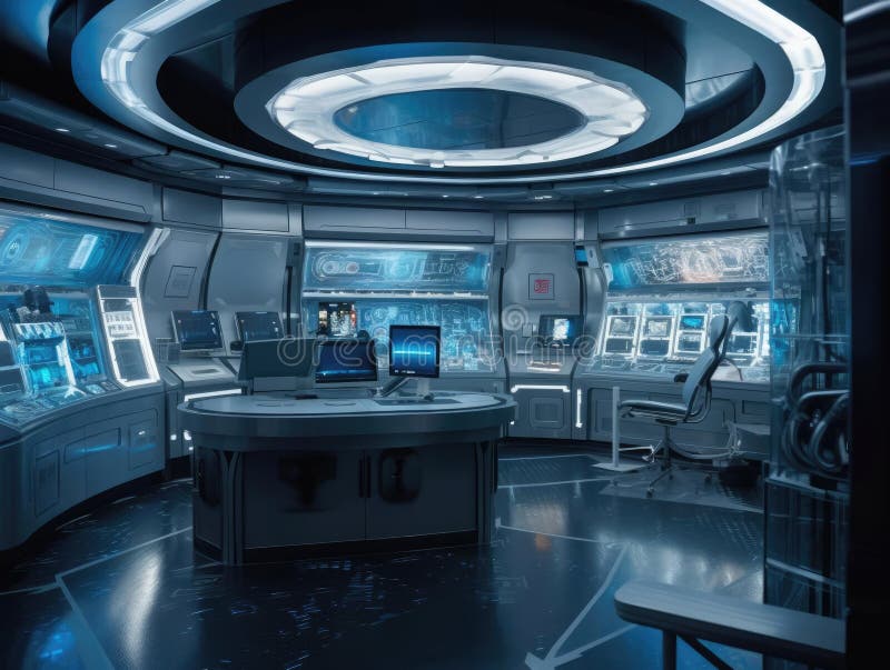 Futuristic Lab with Holographic Interfaces and Tech Equipment Stock ...