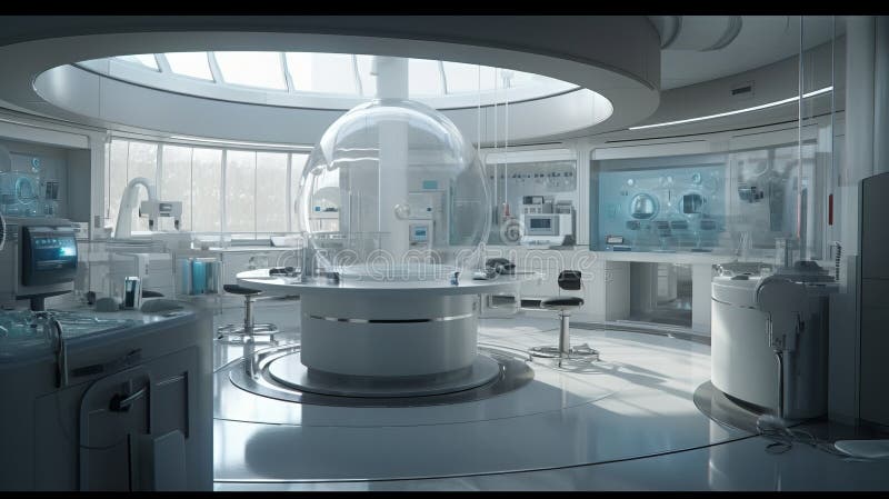 A Futuristic Lab Interior Ai, Ai Generative, Illustration Stock ...