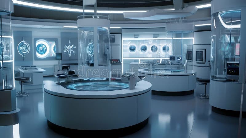 A Futuristic Lab Interior Ai, Ai Generative, Illustration Stock ...