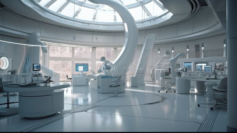 A Futuristic Lab Interior Ai, Ai Generative, Illustration Stock ...