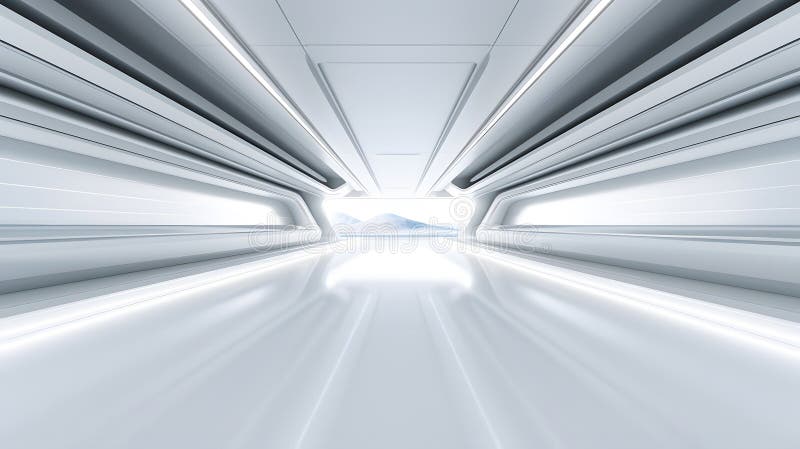 Futuristic Lab Interior with Mountain View Stock Illustration ...