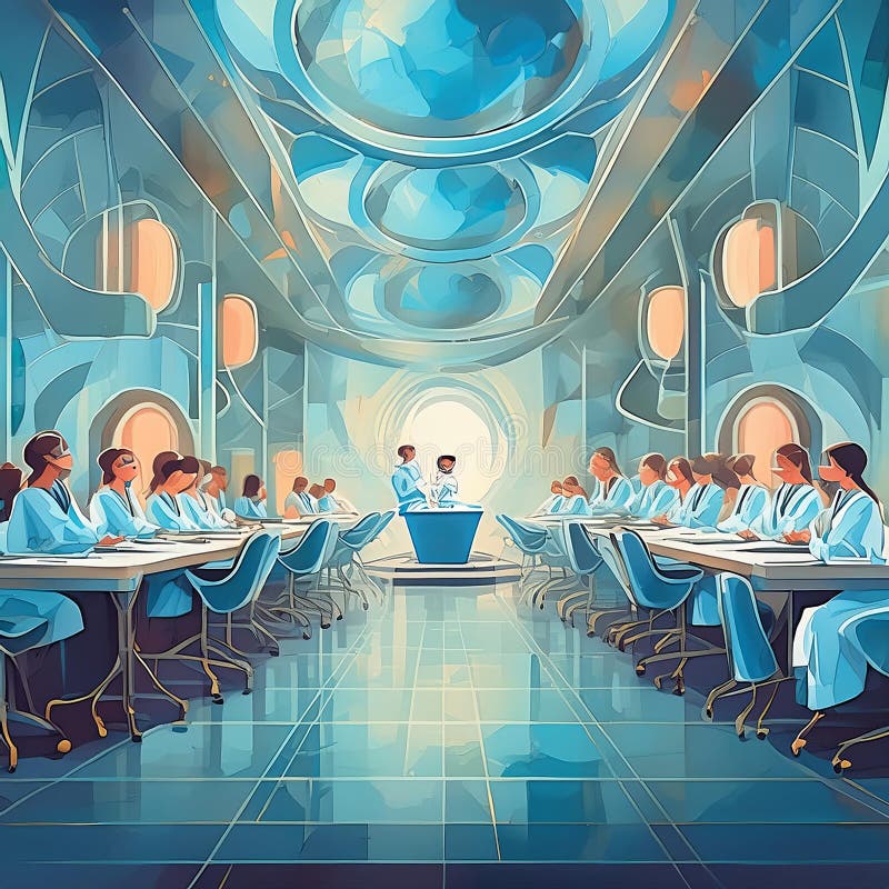 Futuristic Laboratory Crystallization Process with Blue Glowing Liquid ...