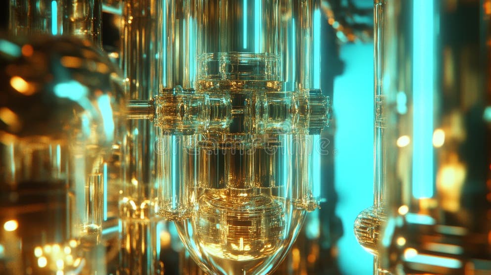 In a Futuristic Lab Setting, Complex Calculations are Being Executed by a Quantum Computer, with ...
