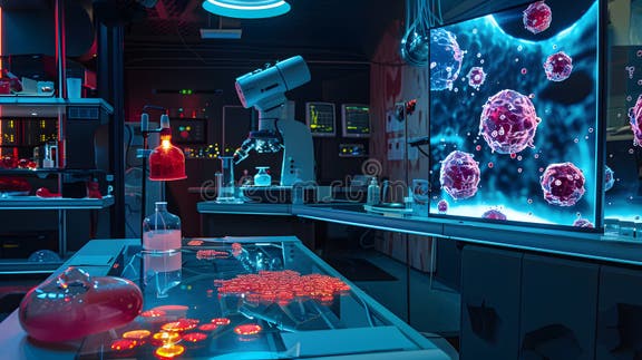 Futuristic Lab Setup with Hologram. Stock Photo - Image of future ...