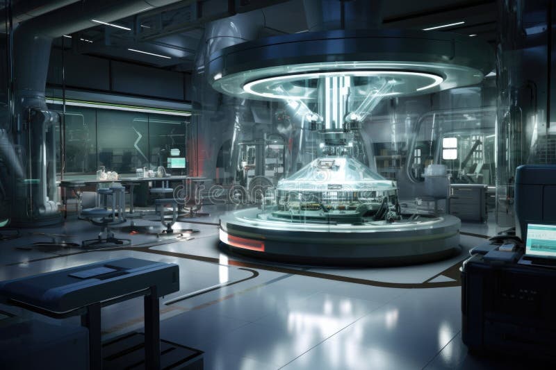Futuristic Lab Setup for Nuclear Battery Research Stock Illustration ...