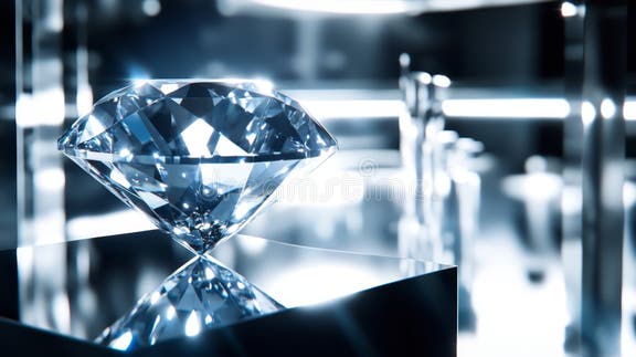 Futuristic Lab Showcase of a Diamond the Cutting Edge of Gemstone ...