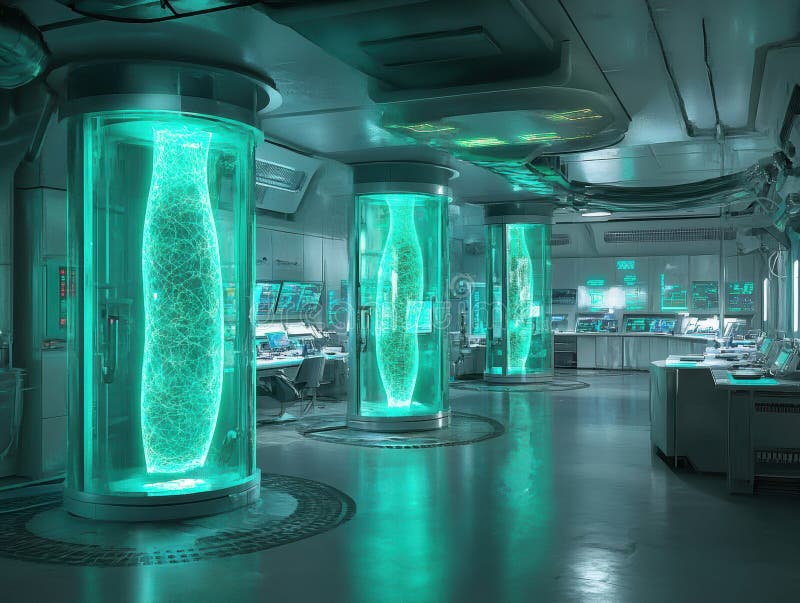 A Futuristic Lab with Various Glowing Containers, Hinting at Ongoing ...