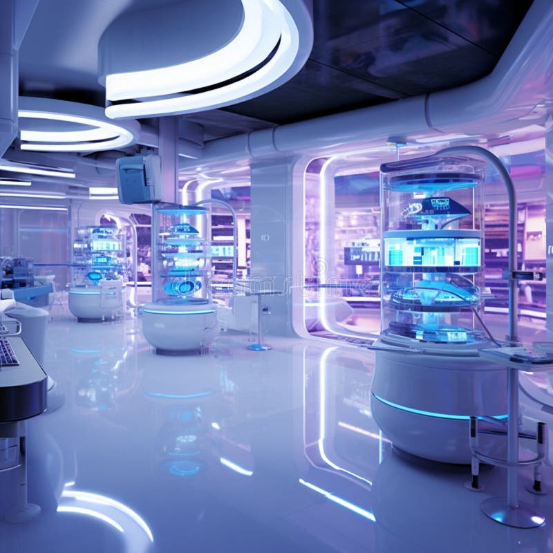 Futuristic Laboratory with Advanced Equipment Stock Illustration ...