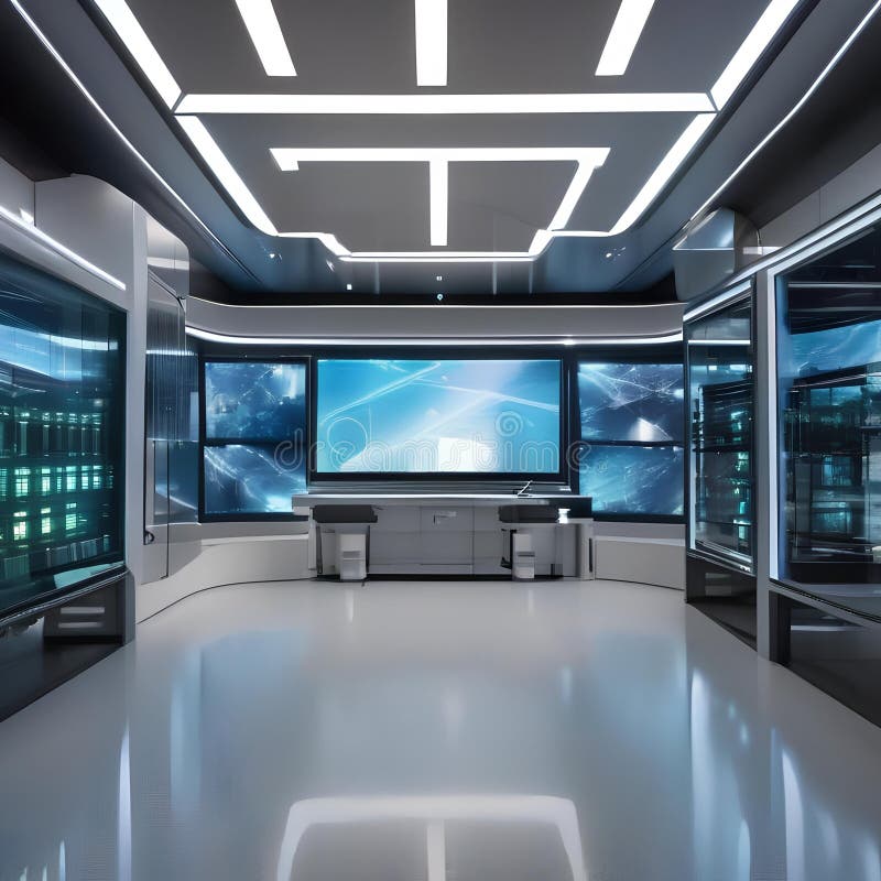A Futuristic Laboratory with Advanced Technology and Glowing Screens ...