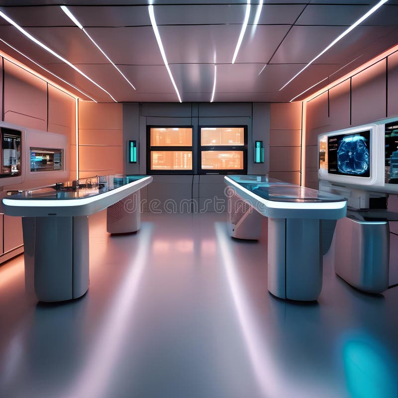 A Futuristic Laboratory with Advanced Technology and Glowing Screens ...
