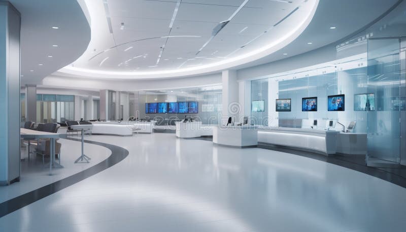 A Futuristic Laboratory with Bright Lighting Equipment and Abstract ...