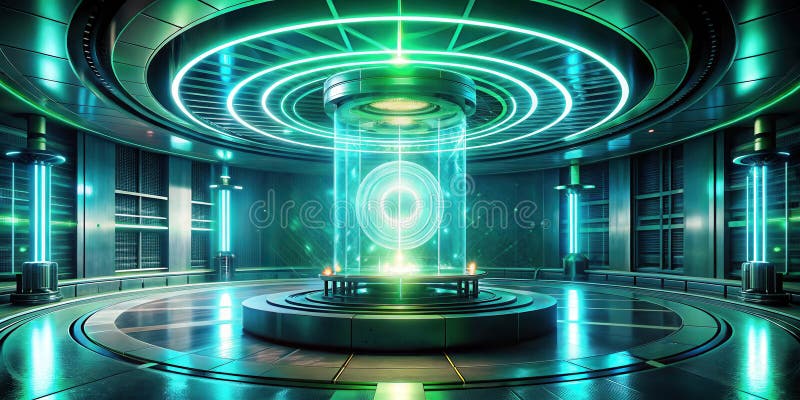 Futuristic Laboratory Chamber with Glowing Energy Core and Circular ...