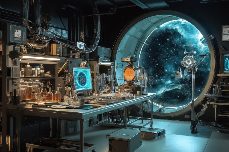 Futuristic Laboratory with Cosmic View and Advanced Scientific ...