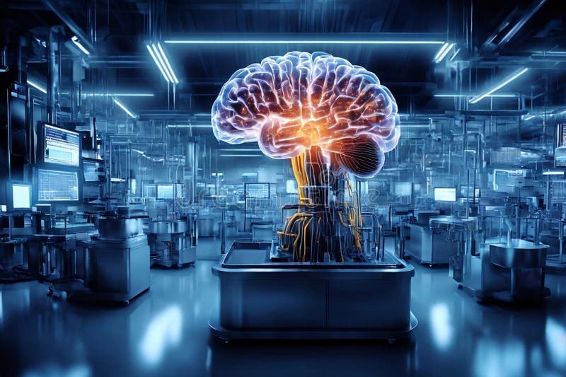 Futuristic Artificial Intelligence Laboratory Stock Photo - Image of ...