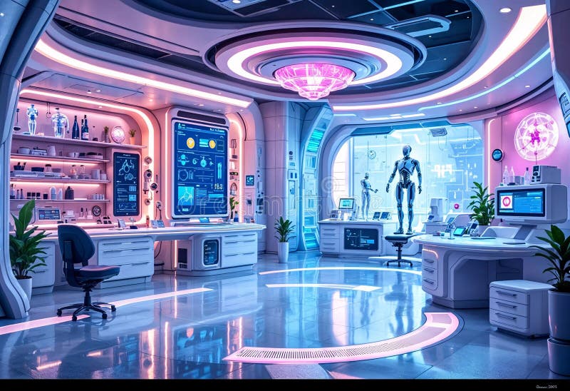 Futuristic Laboratory Featuring Advanced Technology and Vibrant ...