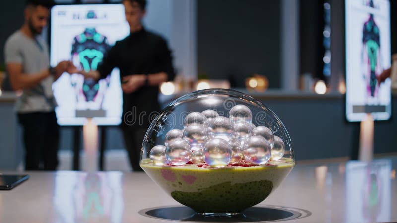 Futuristic Laboratory Featuring Scientists Analyzing a 3d Model of a ...