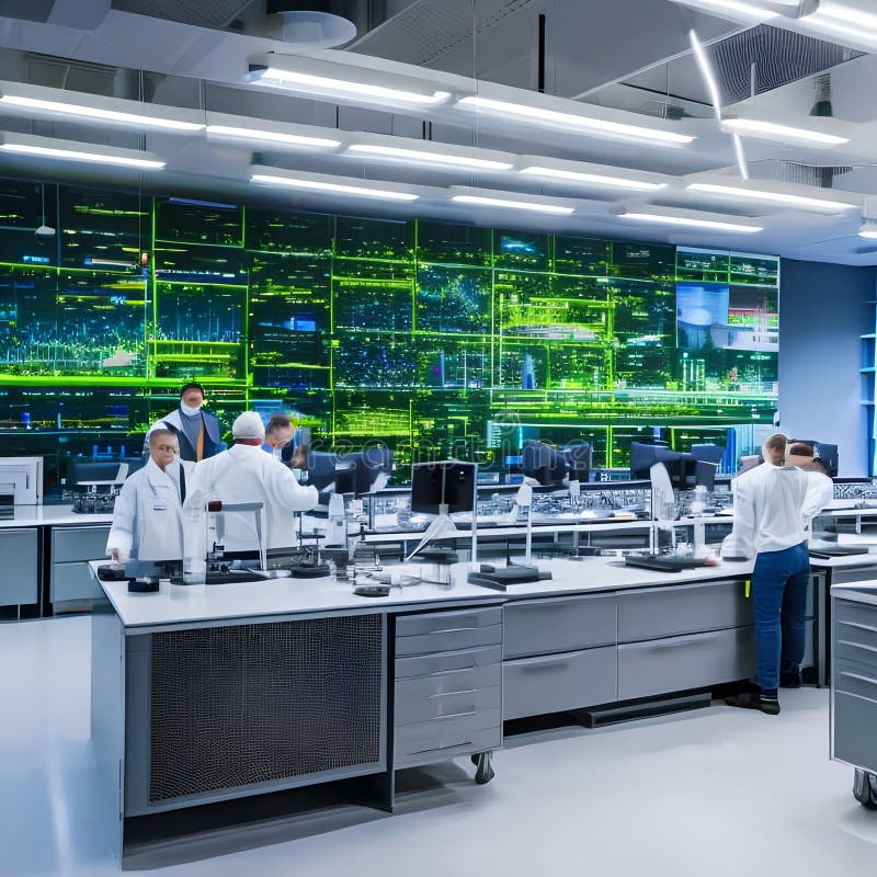 A Futuristic Laboratory Filled with Advanced Technology and Scientists ...