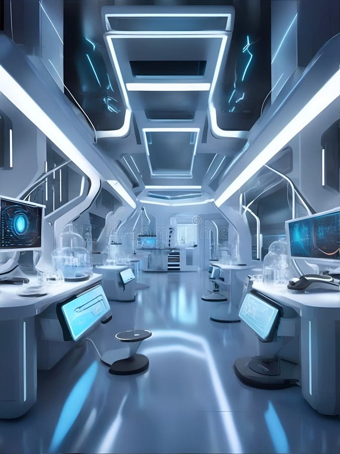 Futuristic Laboratory Filled with Cutting-edge Technology and Glowing ...