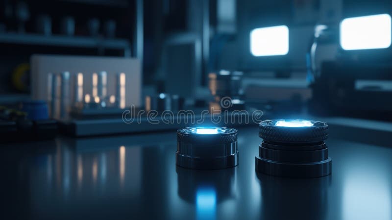 A Futuristic Laboratory with Glowing Blue Lights and Scientific ...