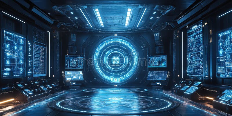 Futuristic Laboratory with Glowing Blue Technology and Advanced ...