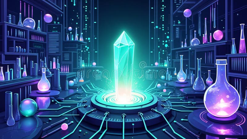 Futuristic Laboratory, Glowing Crystal in a Good Resolution Stock Photo ...