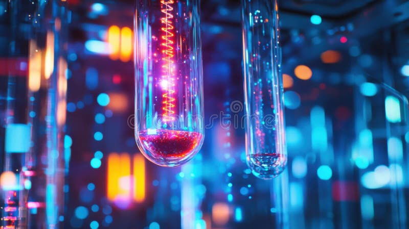 Futuristic Laboratory, Glowing Test Tubes in High-tech Scientific ...