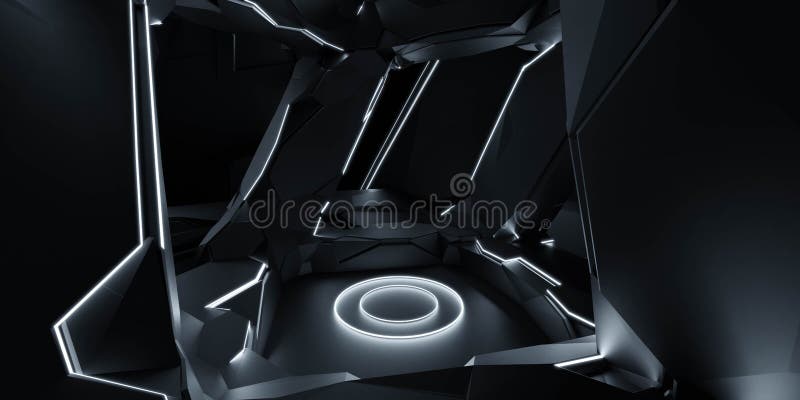 Futuristic Laboratory Hall Space Station Floor with Product ...