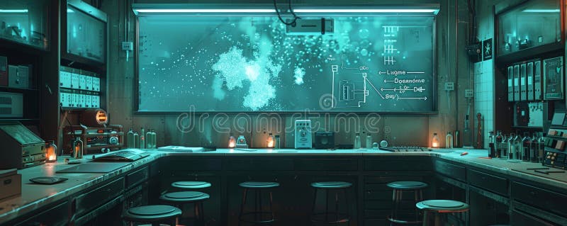 Futuristic Laboratory with HighTech Equipment and Holographic Display ...