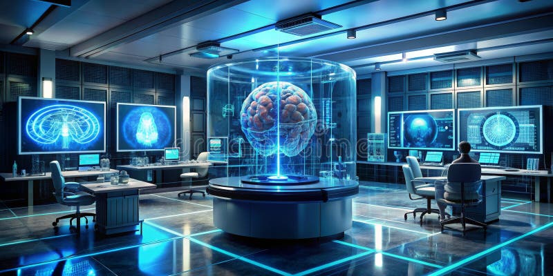 Futuristic Laboratory with Holographic Brain Scan - Research ...