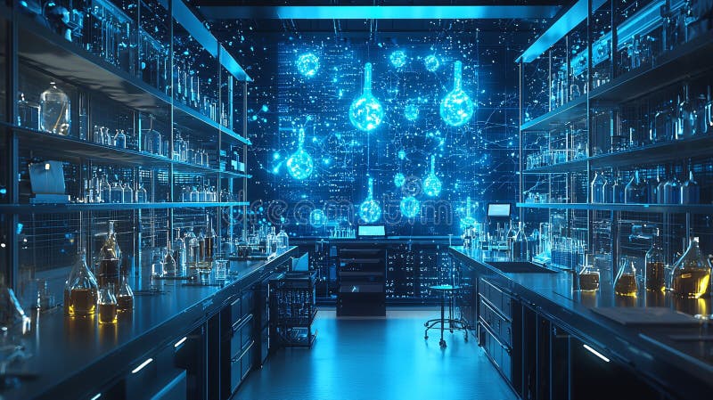 Blue Technology Sense Laboratory Stock Illustration - Illustration of ...