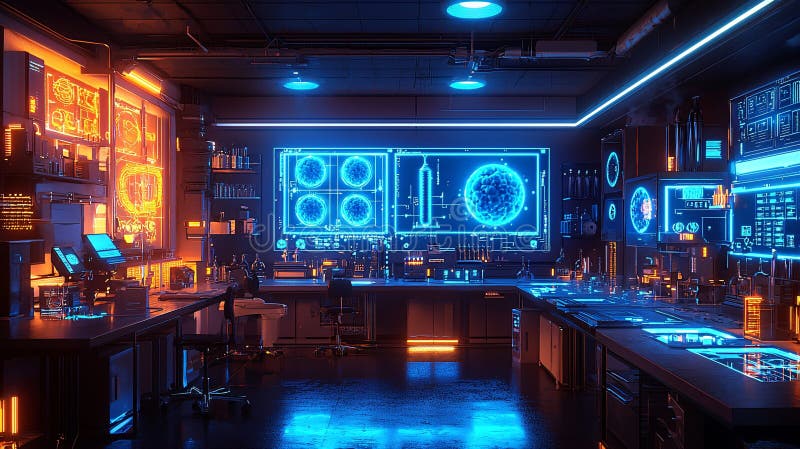 Future Technology Laboratory Stock Illustration - Illustration of ...