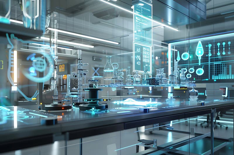 Futuristic Laboratory Interior with Advanced Scientific Equipment Stock ...