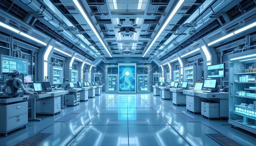 "Futuristic Laboratory Interior with Advanced Technology and Data ...