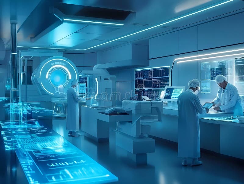 Futuristic Laboratory Interior with Advanced Technology and Scientists ...