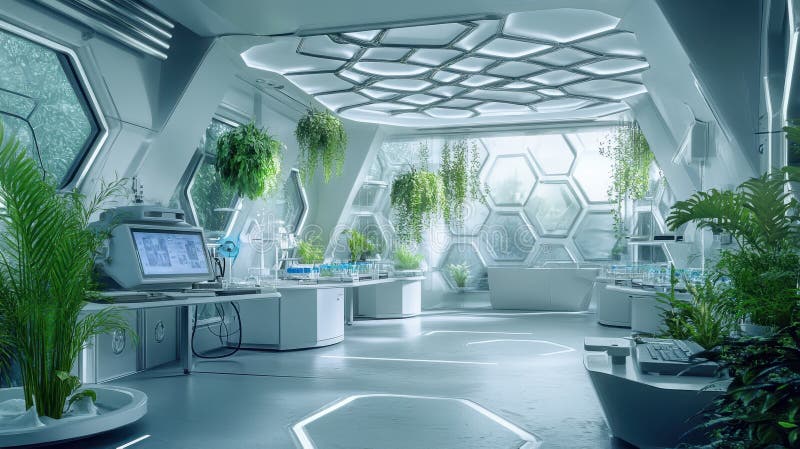 Futuristic Laboratory Interior with Biodegradable Material Testing ...