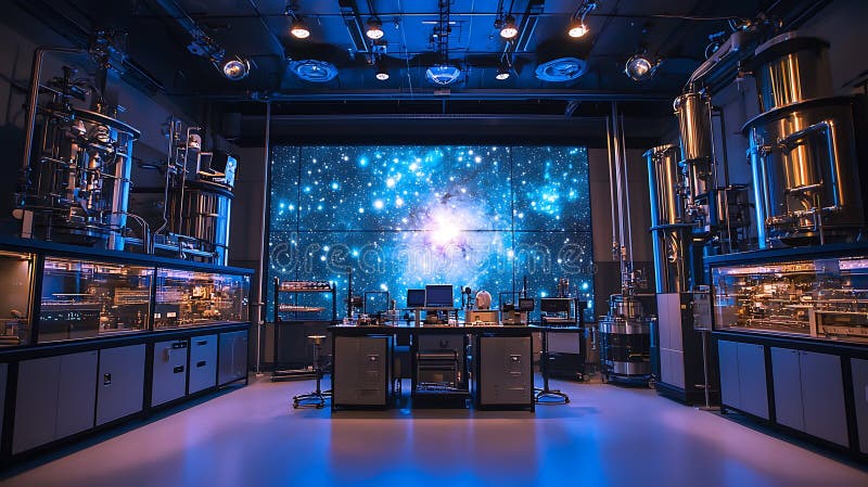Futuristic Laboratory Interior with a NebulaProjected Wall Stock ...